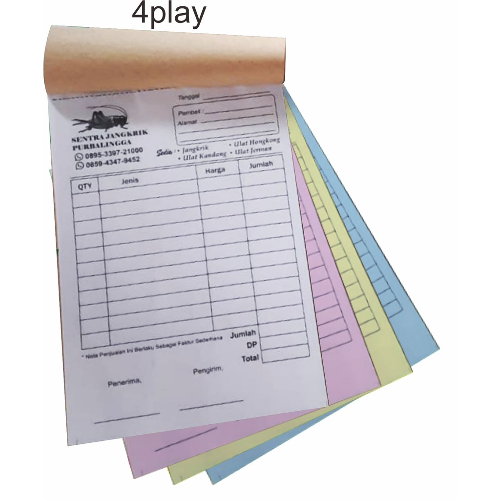 Jual Cetak NOTA CUSTOM 2/3 PLY 1/2F 1/3F 1/4F NCR Murah (Tanpa Nomeran ...