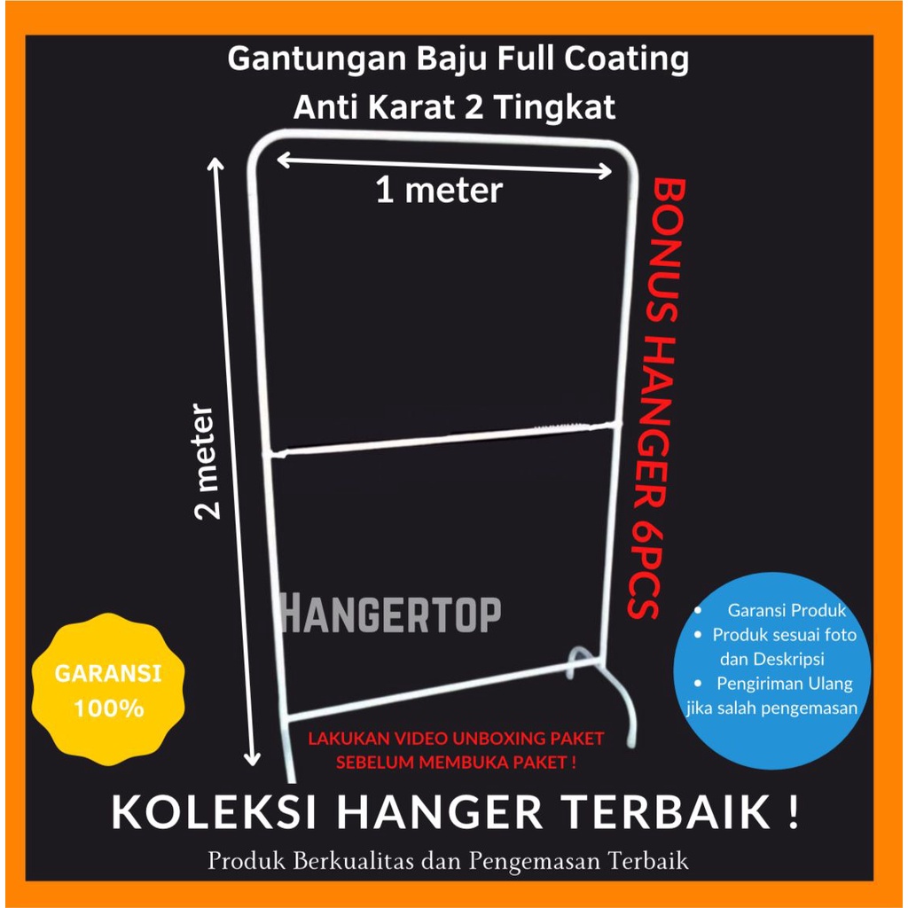 Jual Gantungan Baju FULL COATING ANTI KARAT 2 TINGKAT / Gantungan Baju ...
