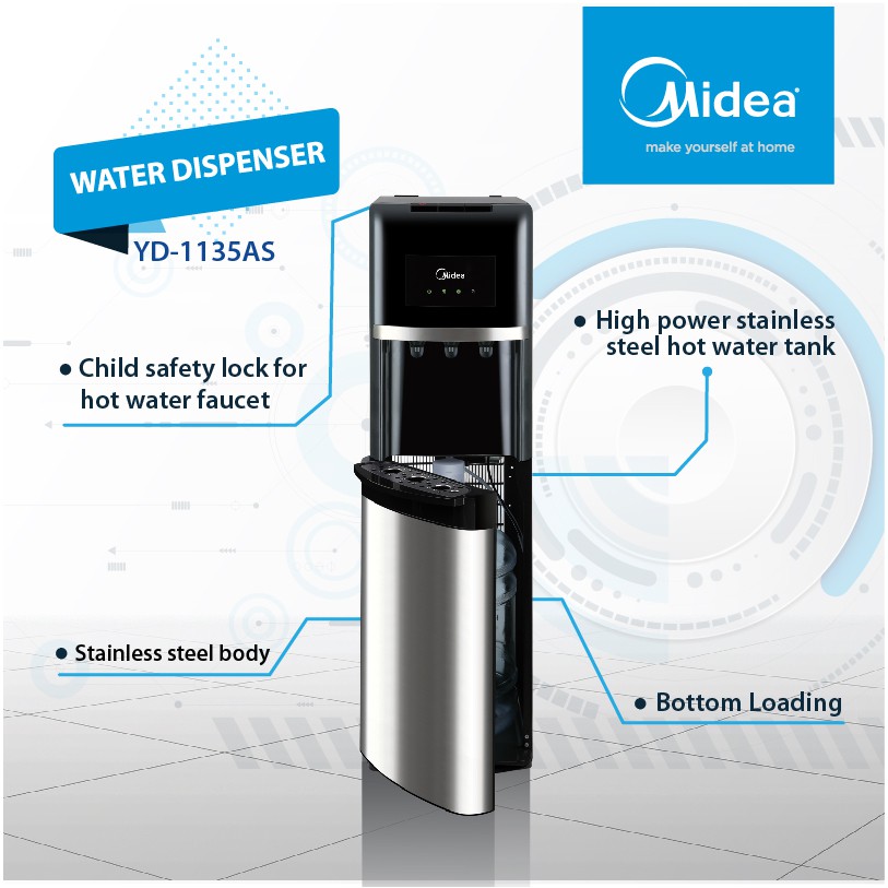 Jual Midea Dispenser Galon Bawah YD1135AS Stainless Steel | Shopee ...