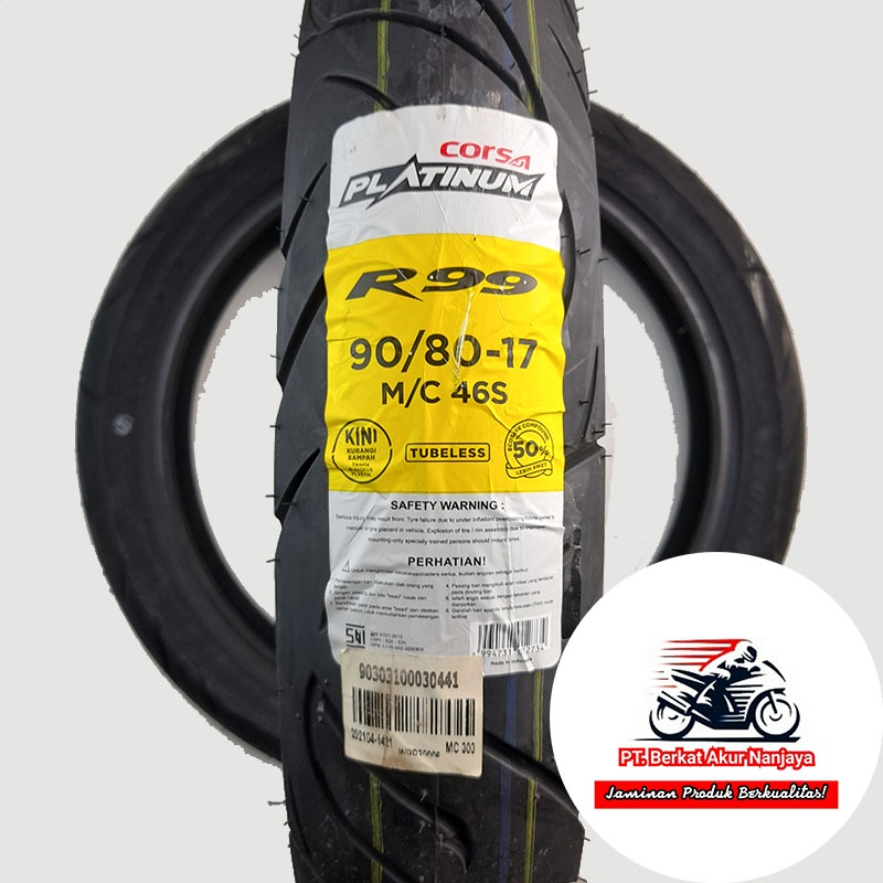 Jual Corsa Platinum R99 90/80-17 Ban Motor Tubeless BONUS Pentil ...