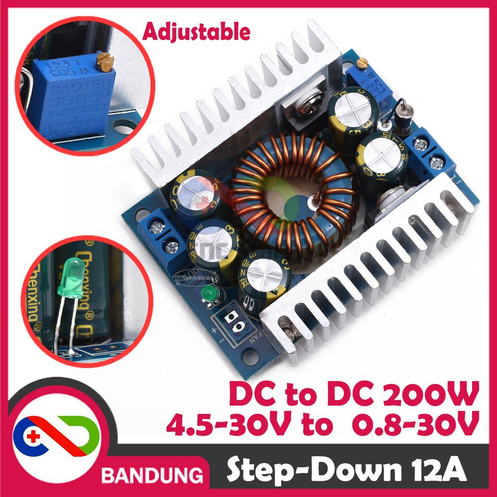Jual DC-DC BUCK STEP DOWN ADJUSTABLE CONVENTER POWER SUPPLY 12A 200W MODULE | Shopee Indonesia
