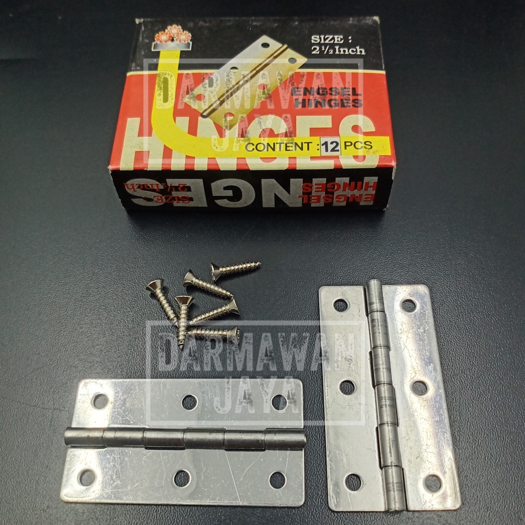 Jual Engsel Stainless Steel Tipis 2,5" inchi / Engsel Kupu Tipis 2 1/2 ...