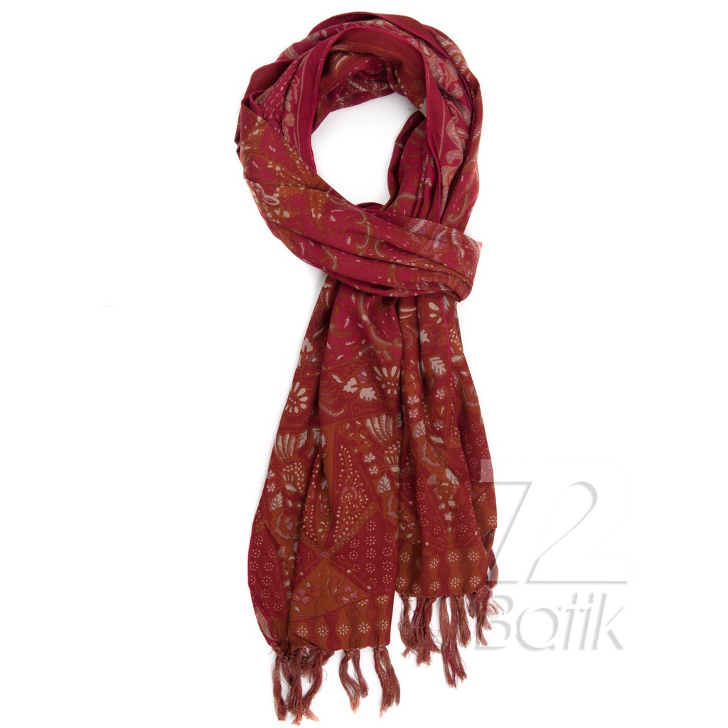 Jual SYAL BATIK SCARFT PREMIUM MOTIF BUNGA KEMBANG WARNA MERAH 721301 ...