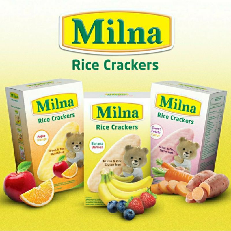 Jual Biscuit Milna Rice Cracker 20 gr Snack Milna Crackers Camilan Bayi ...