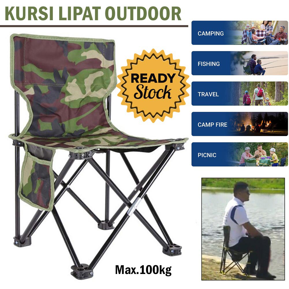 Jual Kursi Lipat Outdoor Mancing Portable dengan Sandaran Desain Army ...