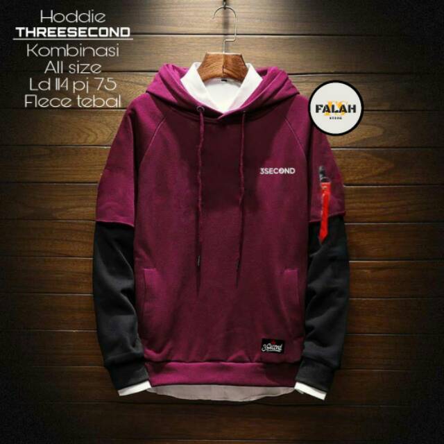 Jual Jaket Hoodie Three Second Combinasi | Shopee Indonesia