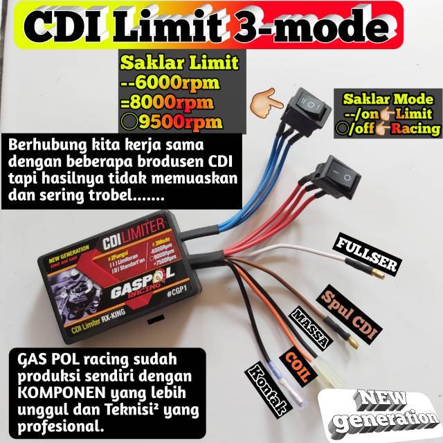 Jual CDI Limiter CDI Lost And Limit 3 Mode Kupang Cdi Racing Rx King Rx ...