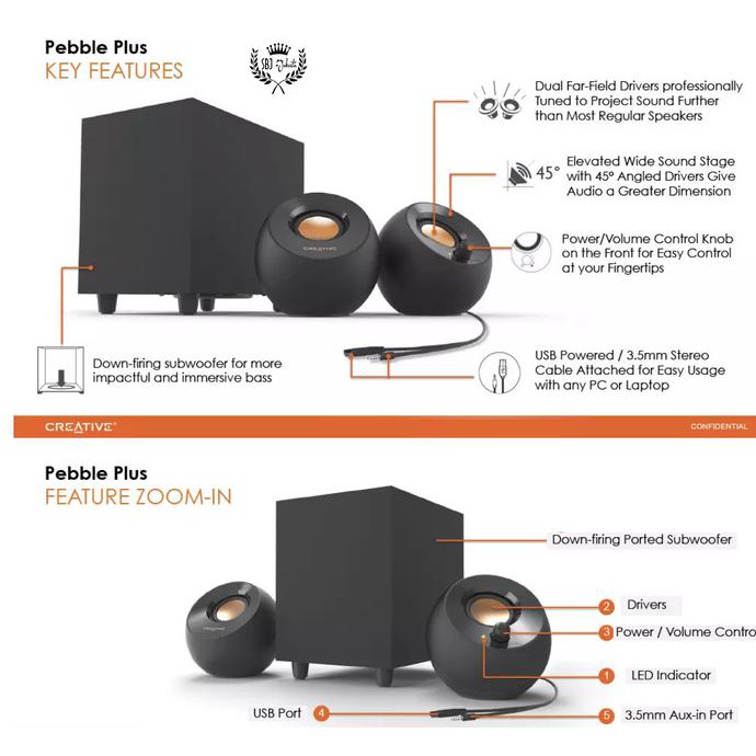 Jual CREATIVE PEBBLE PLUS 2.1 USB POWERED DESKTOP SPEAKER FAR FIELD ...