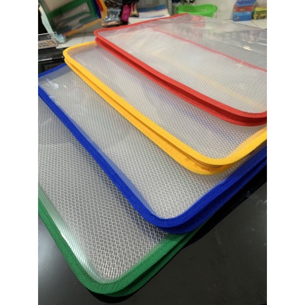 Jual Map Plastik Jaring Resleting Zipper Bag File F4 Tas Dokumen
