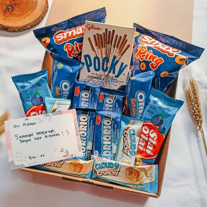 Jual GIFT BOX BIRTHDAY BLUE / SNACK BOX HAMPERS / GRADUATION ...