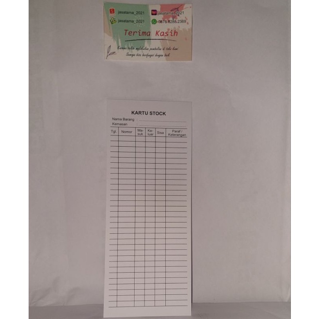 Jual Kartu Stok obat /barang 1 paket Berisi 100 Lembar Dengan Warna 5 ...