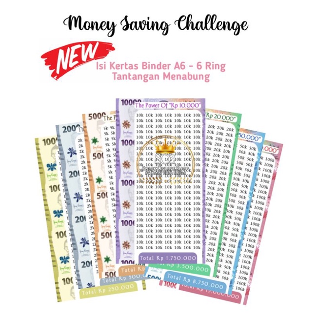 Jual Money Saving Challenge Isi Kertas Binder A6-Tantangan Menabung | Shopee Indonesia