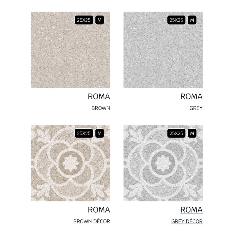 Jual KERAMIK LANTAI KAMAR MANDI ASIA ROMA GREY BROWN 25x25 | Shopee ...