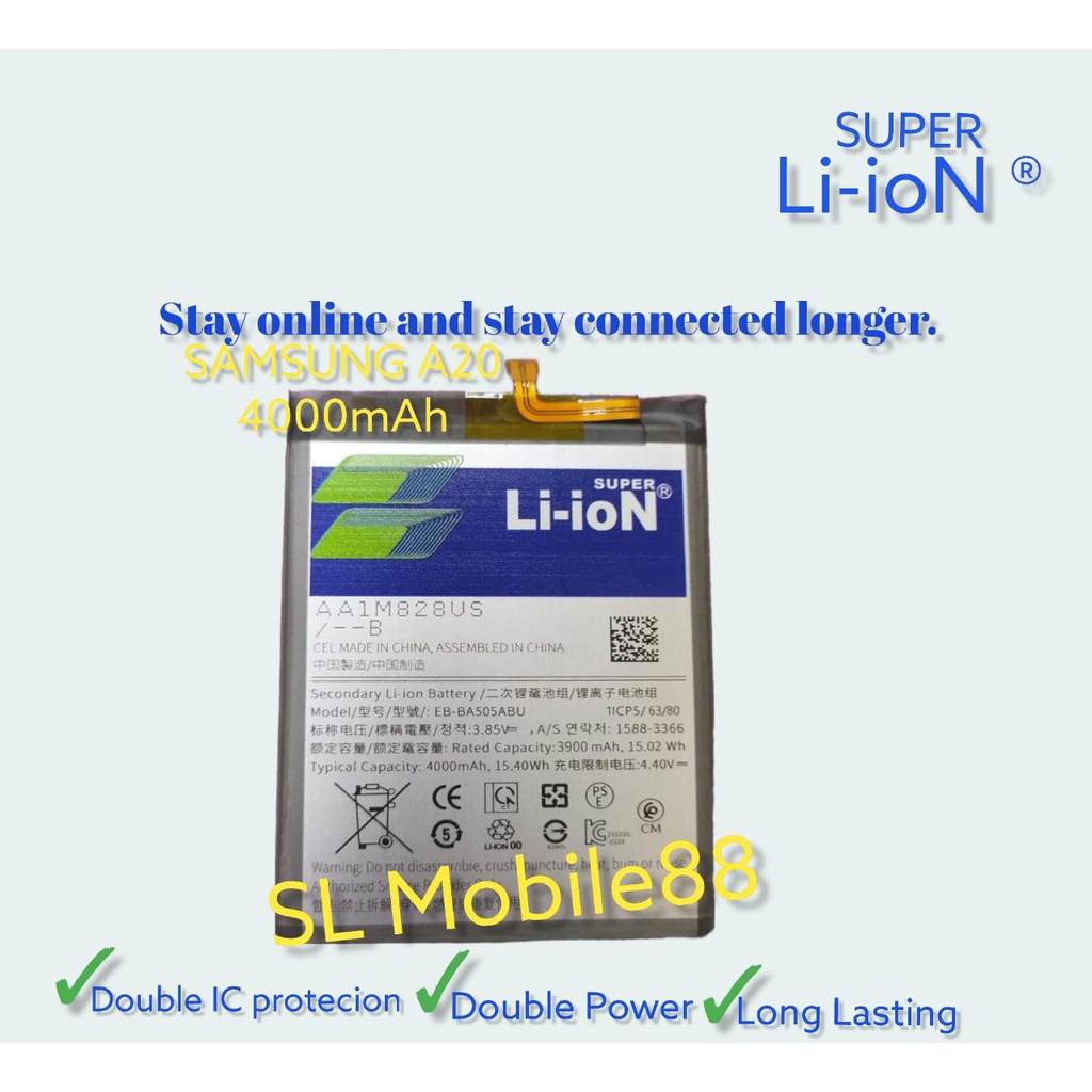 Jual Baterai super Li-ioN Double power Samsung A20 4000mAh | Shopee Indonesia