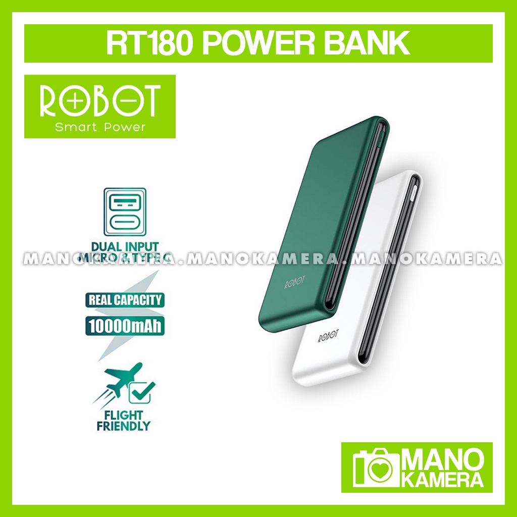 Jual PowerBank ROBOT 10000mAh RT180 Dual Input Port Type C Micro USB ...