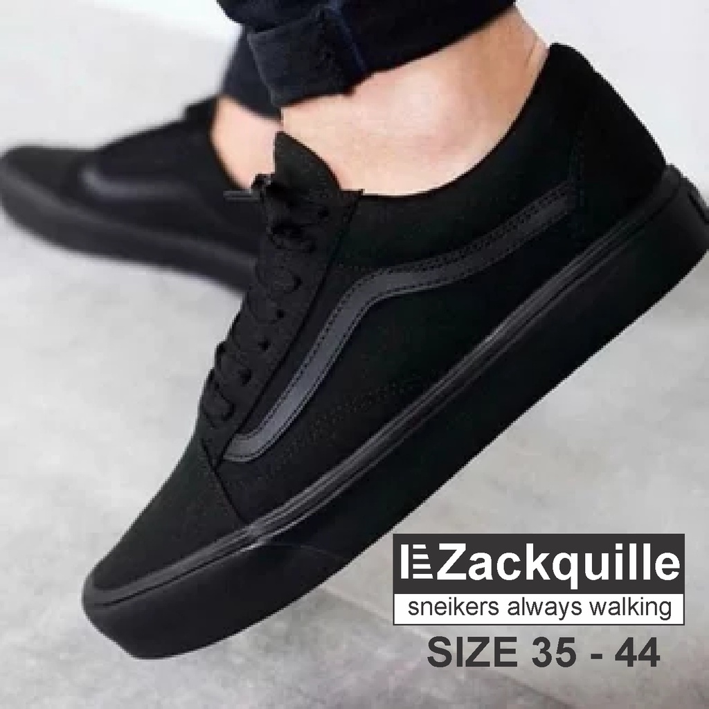 Jual sepatu full hitam / sepatu sekolah hitam / SNEAKERS KERJA cewek cowok pria wanita / sepatu ...