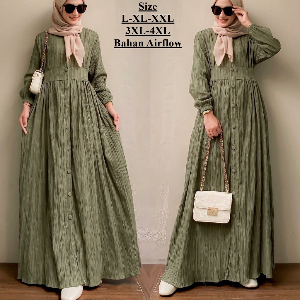Jual gamis lebaran 2025 model gamis terbaru Elif Dress Big Size Ukuran ...