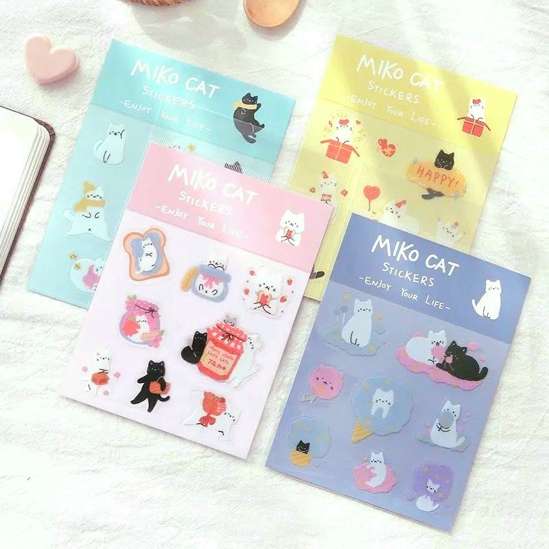 Jual STICKER DEKORASI DIARY KOREAN KITTY CAT BUJO JOURNALING AESTHETIC ...