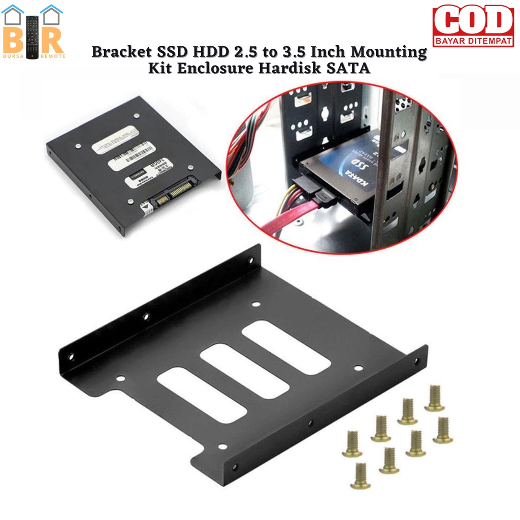 Jual Bracket SSD HDD 2.5 to 3.5 Inch Mounting Kit Enclosure Hardisk ...