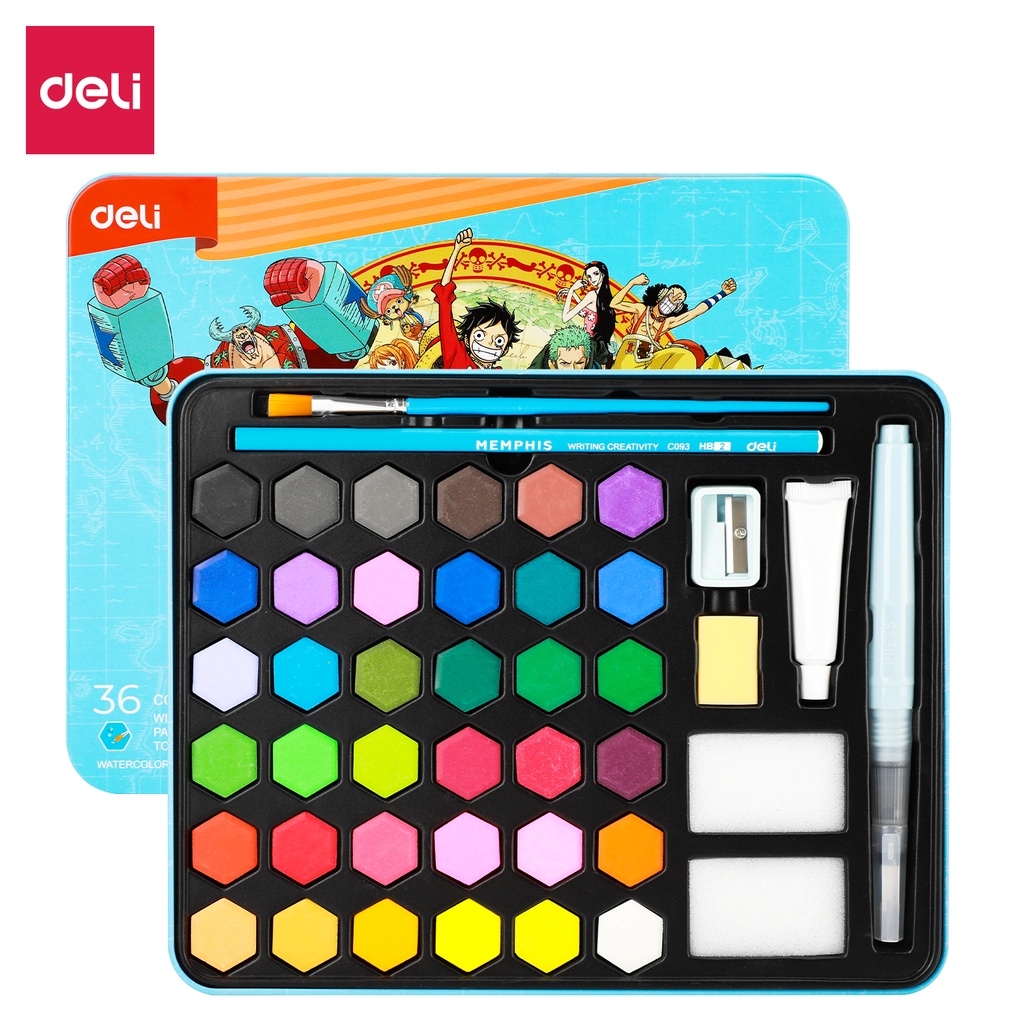 Jual Deli Watercolor Painting / Set Cat Air Padat One Piece Gratis ...