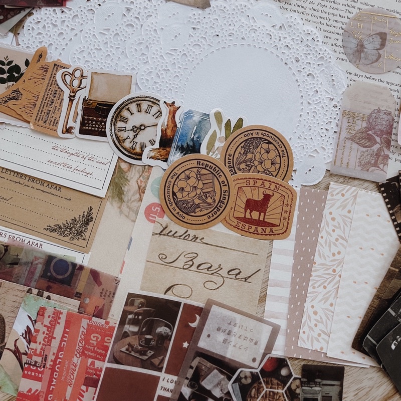 Jual Journal Kit 75++ pcs // Bujo Kit Vintage Journal Aesthetic DIY ...