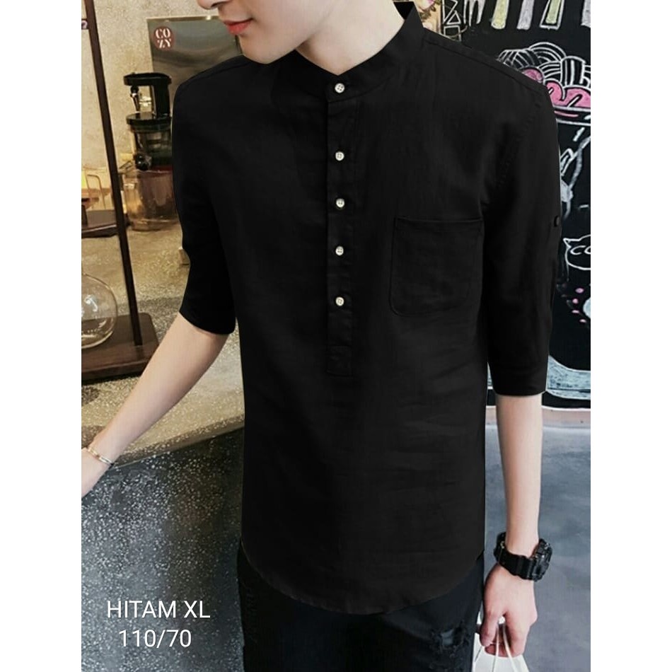 Jual A06.ARIFIN XL BLACK Baju Koko Pria Baju Koko Laki Laki | Shopee ...