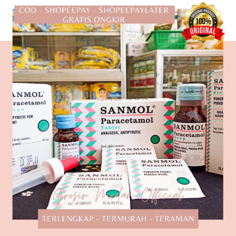 Jual SANMOL SIRUP TABLET DROP / OBAT DEMAM TUMBUH GIGI HABIS IMUNISASI ...