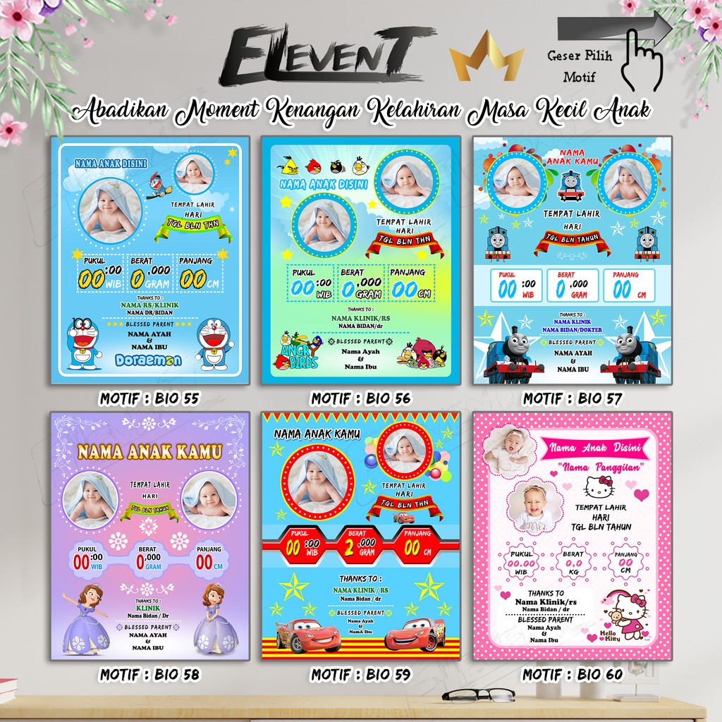 Jual Bingkai Foto 12R 30x40 Biodata Bayi Custom Hadiah Pigura Unik ...