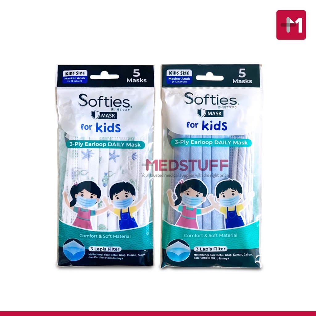 Jual Softies Earloop Daily Mask For KIDS isi 5s Masker Earloop ANAK ...