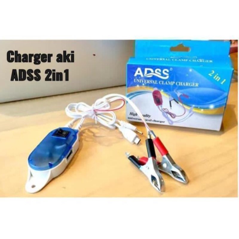 Jual Charger aki motor ADSS 2in/Tc aki 2usb 2in1 | Shopee Indonesia