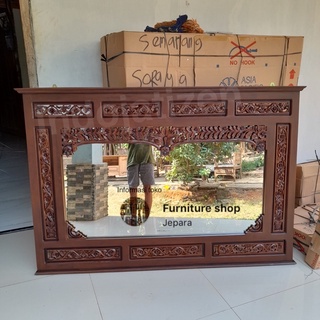 Jual Kaca cermin krepyak kayu jati | Shopee Indonesia
