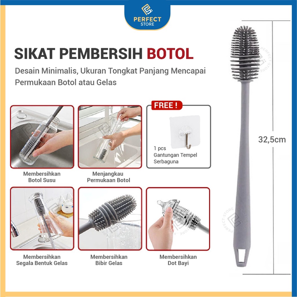 Jual Sikat Pembersih Botol Brush Cleaning Pencuci Botol Gelas Gagang ...