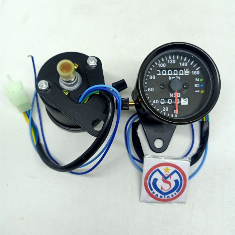Jual SPEEDOMETER BULAT INDIKATOR KILOMETER JARUM FULL BLACK UNIVERSAL ...