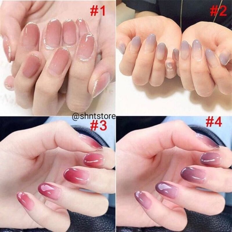 Jual oval fake nails - kuku oval lucu - gradasi | Shopee Indonesia