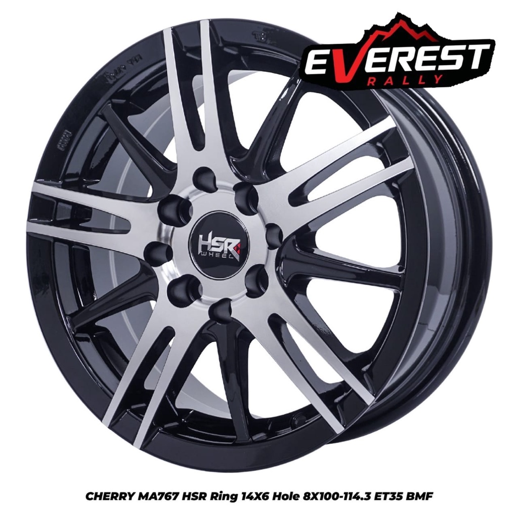 Jual Velg Racing Ring 14 Murah HSR Pelek Baru Cherry PCD 4x100 4x114,3 Black Folish | Shopee ...