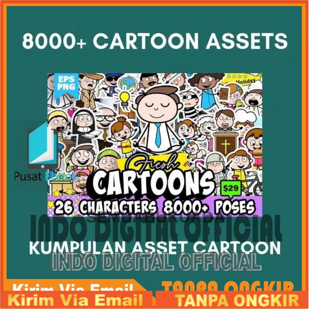 Jual NEW 8000+ Cartoons Character Asset Gambar Desain Grafis Kartun ...
