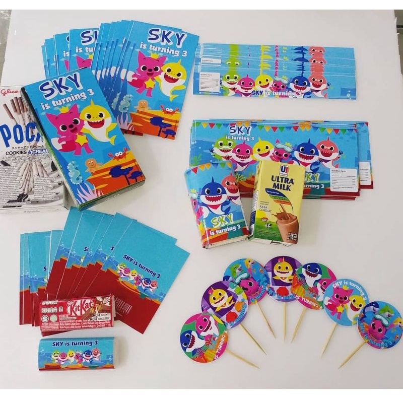 Jual Label susu air Kitkat undangan bunting flag cake topper Pocky ...