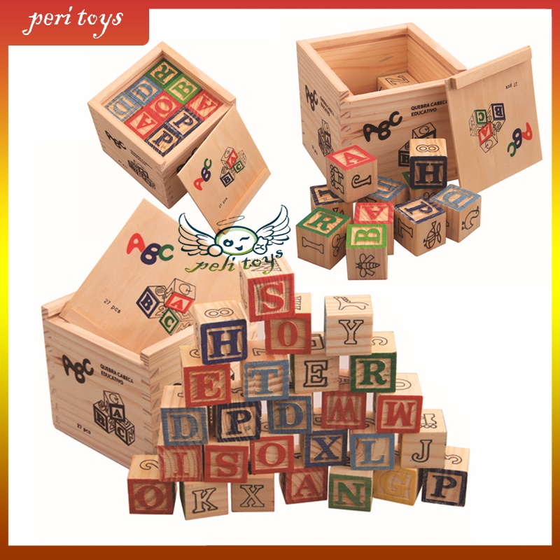 Jual Mainan Edukasi Balok Blok Puzzle ABC Kayu / ABC Wood Block ...