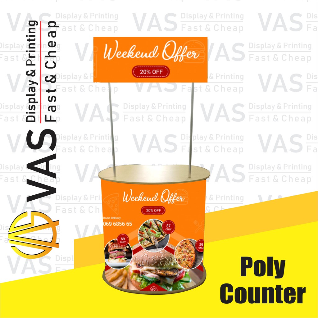 Jual MEJA PROMOSI / POLY COUNTER + CETAK PRINT | Shopee Indonesia