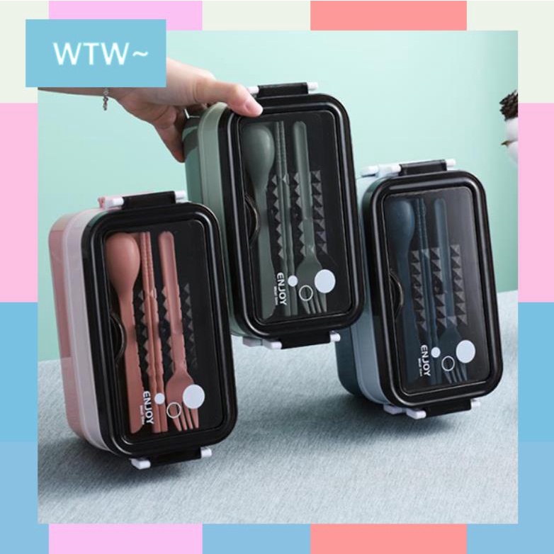 Jual Kotak Makan Double layer Tempat Bekal Makan 2 susun Set Sendok Lunch Box Set BPA Free Bento ...