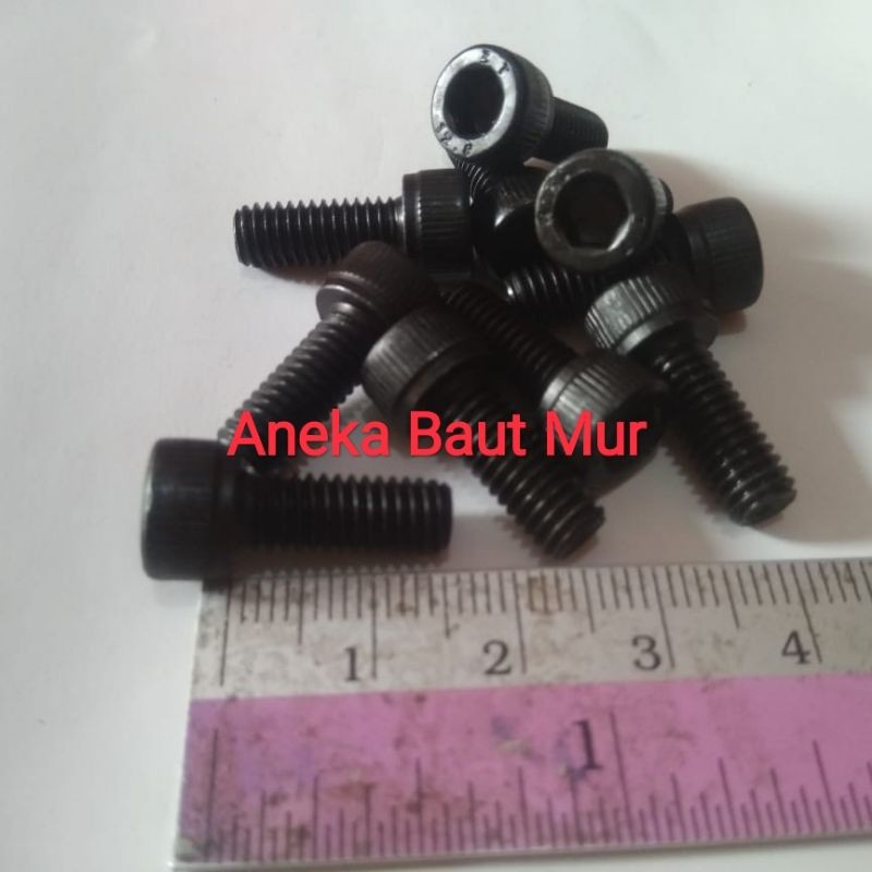 Jual Baut L Baja Hitam ukuran m6 x 15 atau baut drat 10 panjang 1.5cm | Shopee Indonesia