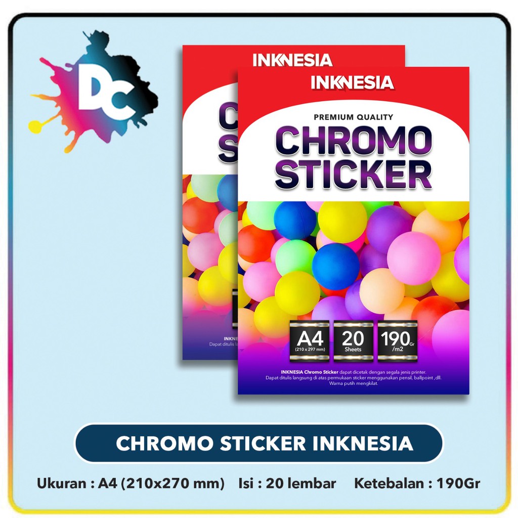 Jual Kertas Sticker Chromo A4 isi 20 Lembar / Stiker Glossy Mengkilap ...