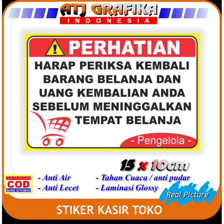 Jual stiker harap check periksa belanja sticker toko warung kantor dll ...