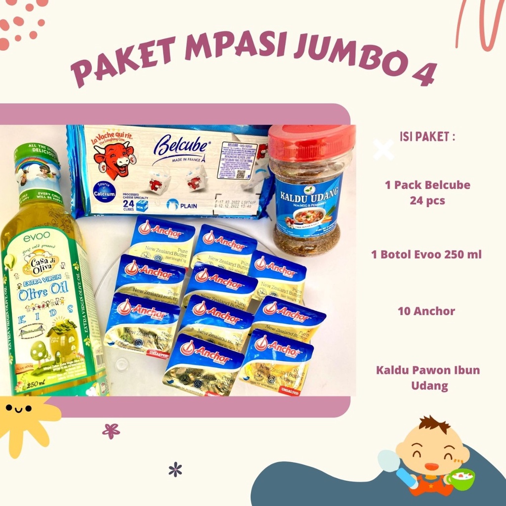 Jual Paket Mpasi Jumbo 4 (1 btl Evoo + 1 pack belcube + 10 Anchor+kaldu ...