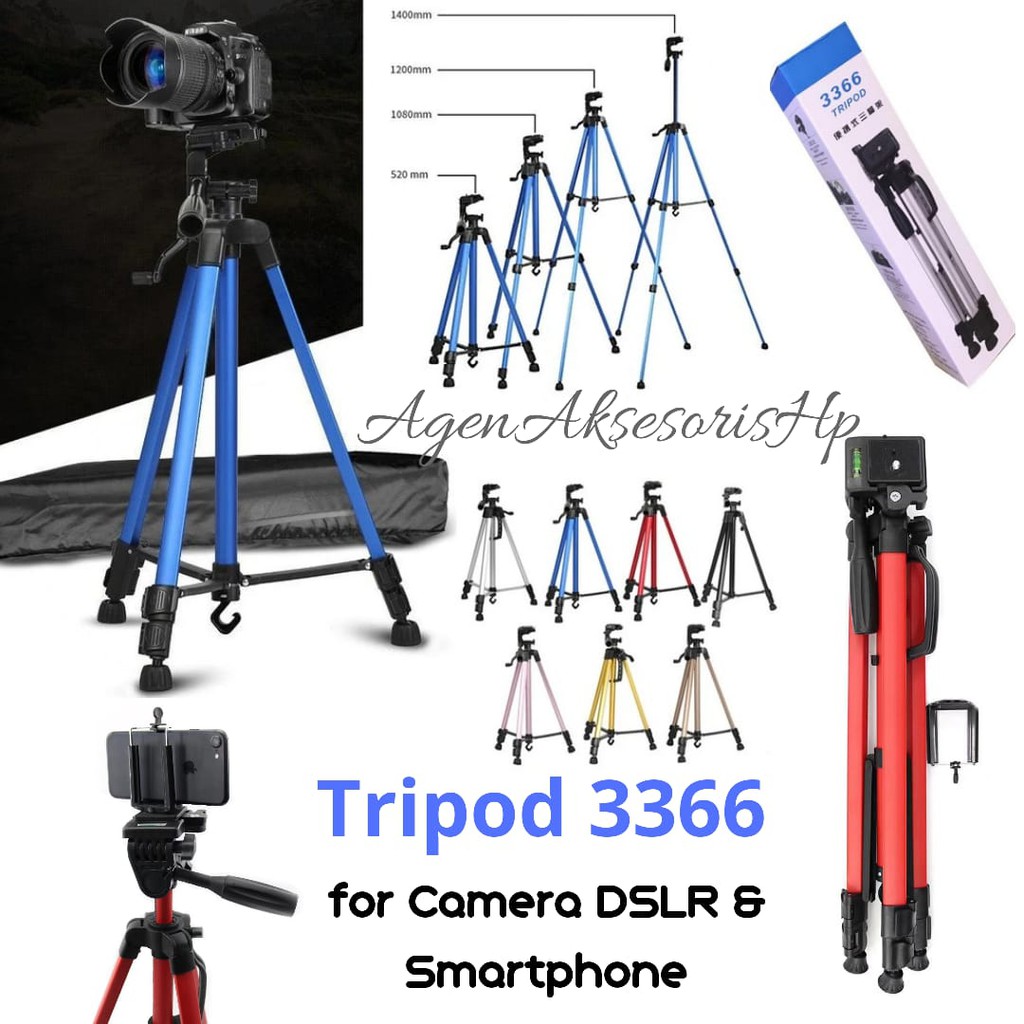 Jual TRIPOD 3366 Tripod Stand for Smartphone Camera DSLR Selfie 3366 Tripod | Shopee Indonesia