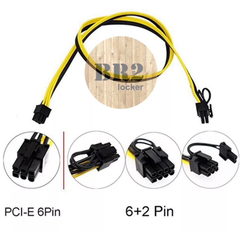 Jual Kabel power 6 Pin PCI-E to 8 Pin (6 + 2) PCI-E GPU 50 Cm mining ...