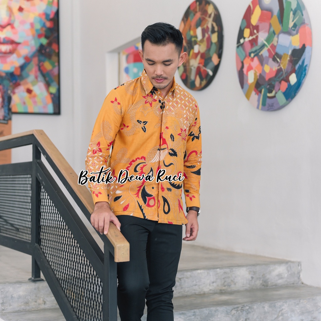 Jual Batik Pria MERAK KUNING Full Furing Bahan Katun Halus High Quality ...