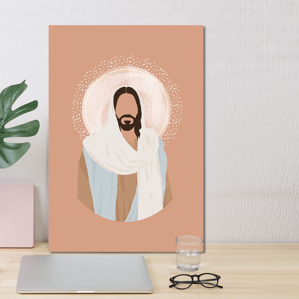 Jual lukisan printing yesus bingkai spanram bahan banner flex bukan ...