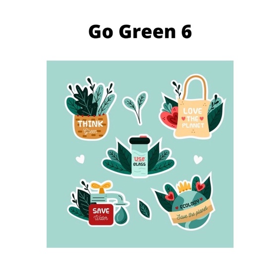 Jual Sticker Pack Go Green Sticker Save Earth Sticker No Plastic Stiker ...