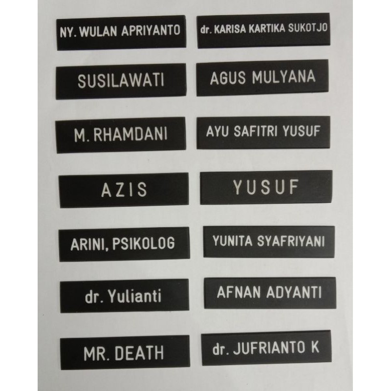Jual best seller Name Tag/Papan Nama Dada Hitam Dof Ukuran PNS 2x8 ...